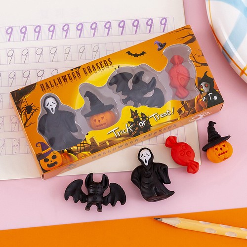 Creative Mini Cartoon Erasers Soft Durable Pencil Halloween Erasers ...
