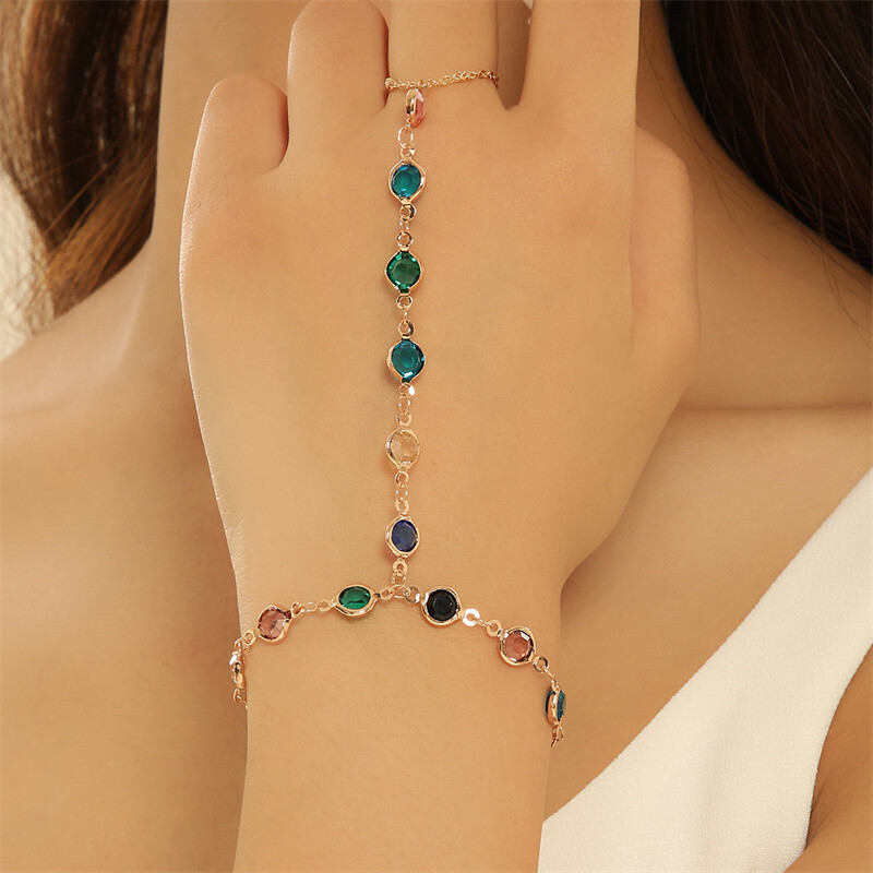 Bohemian Exquisite Fashion Colorful Gemstone Wrist Chain Bright Stone ...