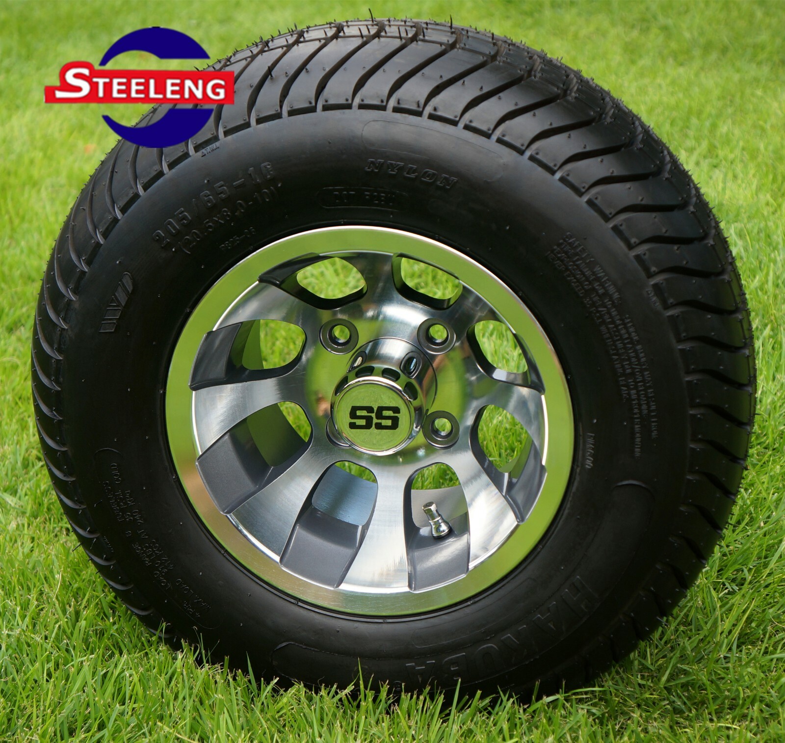 GOLF CART 10" GUNMETAL REVOLVER WHEELS and 205/65-10 COMFORT RIDE DOT ...