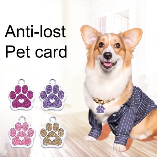 Dog Name Tag Shiny Dress Up Paw Shape Pet Dog Tag Pendant Compact | eBay