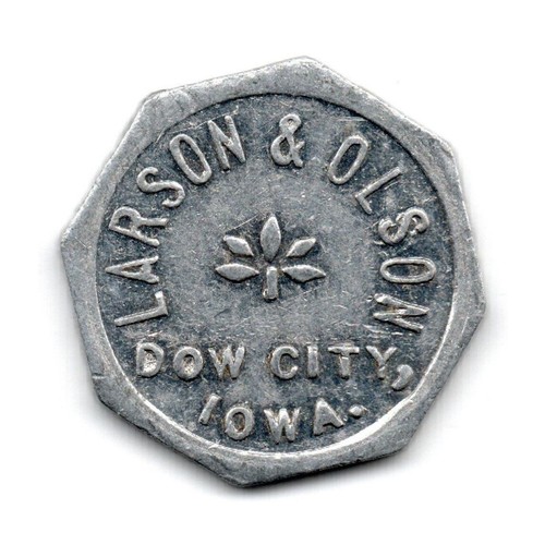 LARSON & OLSON • GOOD FOR 5 IN MERCHANDISE • DOW CITY, IOWA, IA. • TC ...