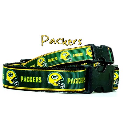 Packers Green Bay dog collar handmade adjustable buckle 1"or 5/8" wide ...