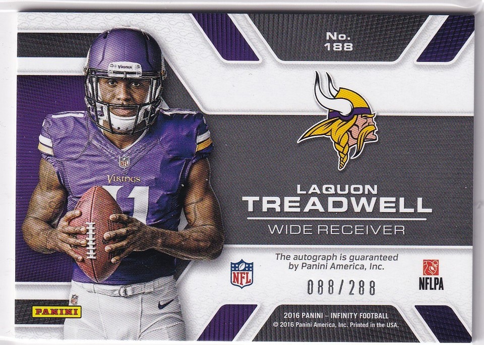LAQUON TREADWELL 2016 Panini Infinity Autograph #188 RC 88/288 Vikings ...