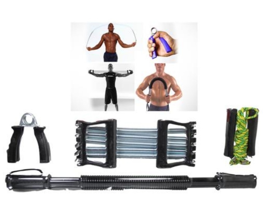 4 Pcs Training Exercise Set Handgrips Jump Rope Chest Expander Power ...