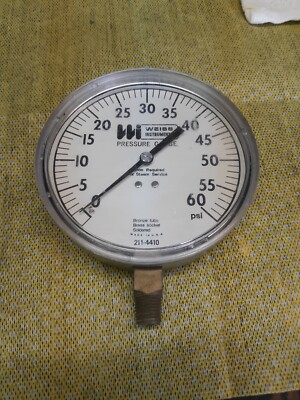 Weiss Instruments Pressure Gauge Bronze Tube Socket Soldered 0-60 PSI ...