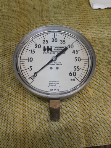 Weiss Instruments Pressure Gauge Bronze Tube Socket Soldered 0-60 PSI ...