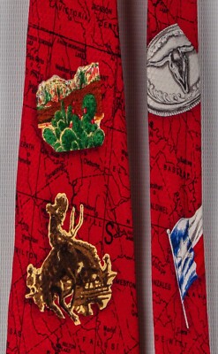 PURITAN RED GREEN CACTUS FLAG LOGO TEXAS MAP SILK MENS NECKTIE TIE | eBay