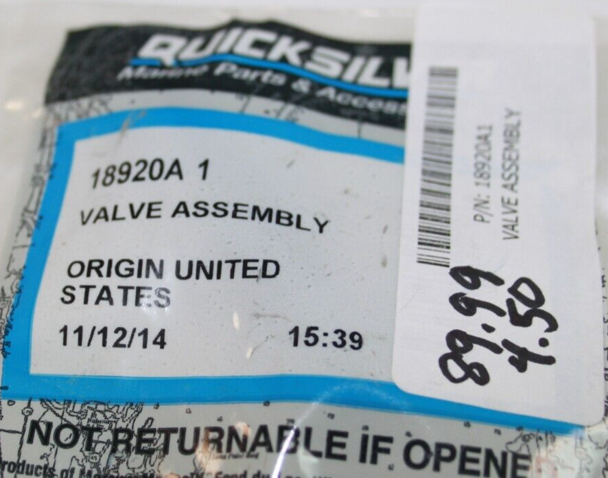 NEW OEM QUICKSILVER MERCURY VALVE ASSEMBLY 18920A1 | eBay