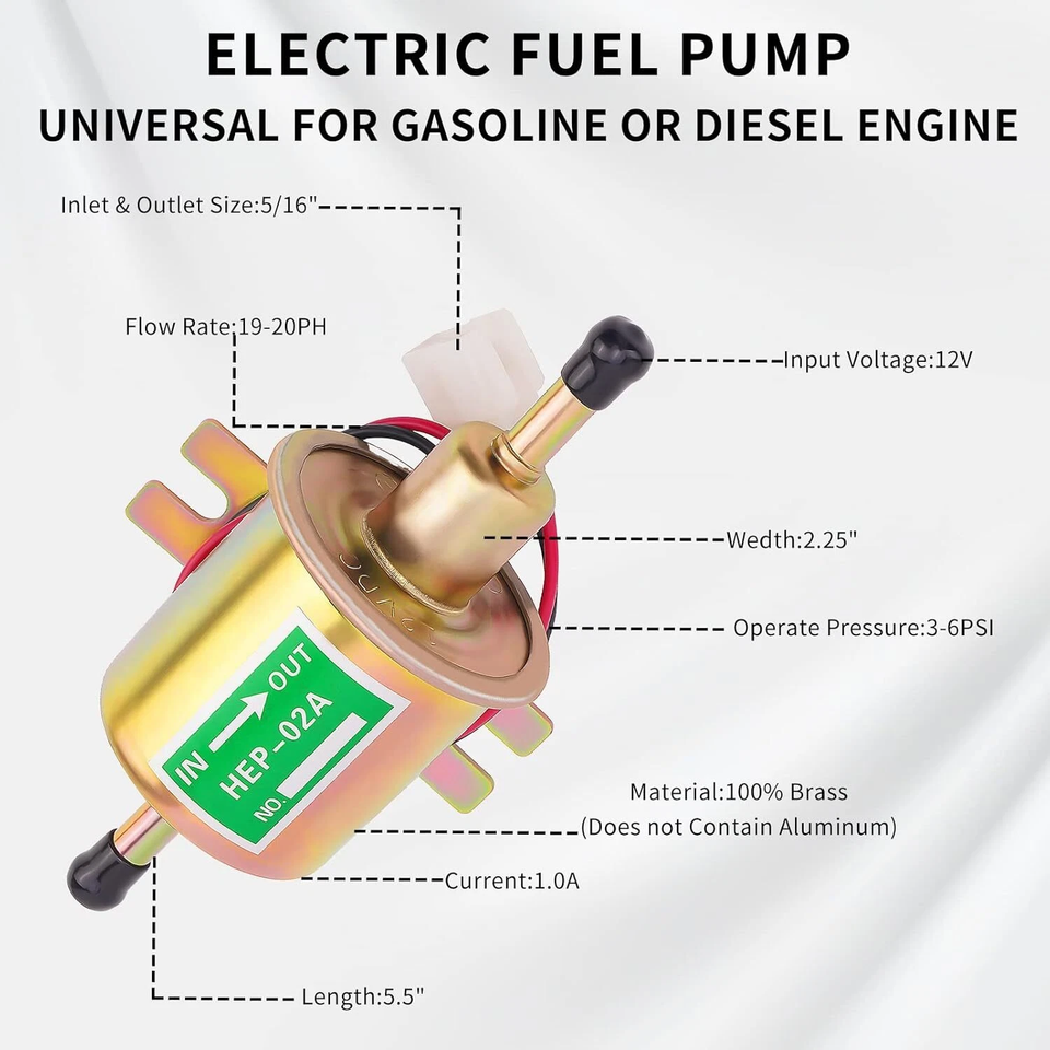 2 Packs 12V Electric Fuel Pump HEP-02A Universal Inline Low Pressure ...