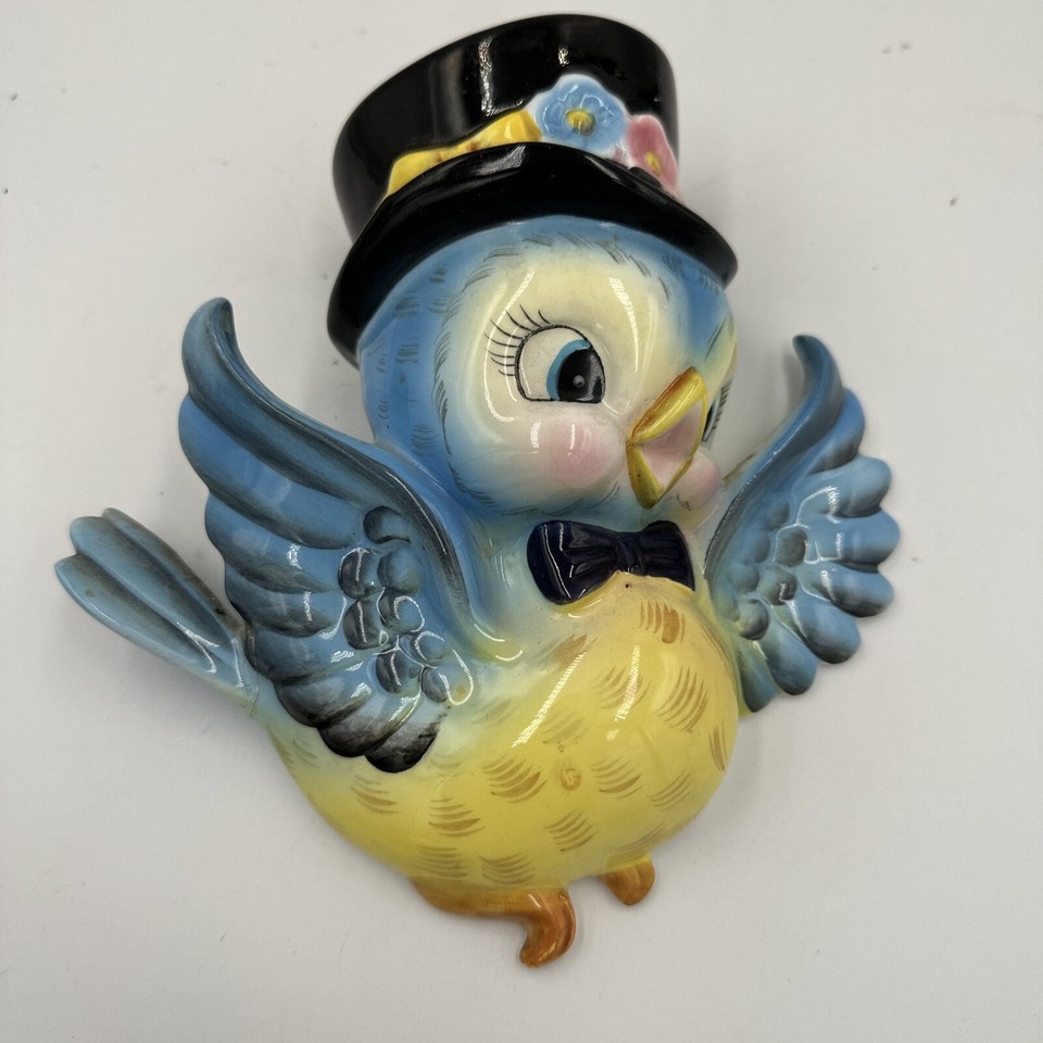 Vintage Lefton Bluebird Wall Pocket Vase Made In 1950’s Signed Geo Z ...