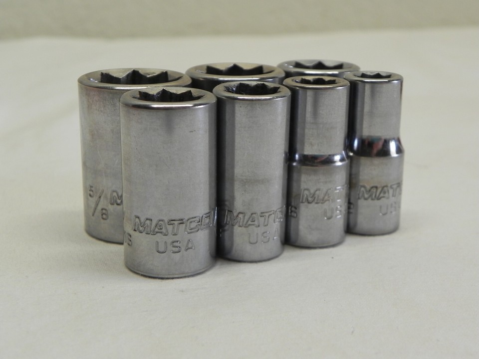 Matco Tools 7 Pc 3/8'' Dr. 8 Pt. SAE Double Square Socket Set w/Red ...