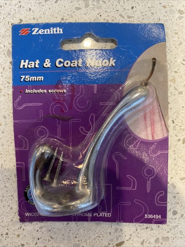 Zenith Decorative Hooks Hat & Coat Hook Narrow Style Chrome Plated 75mm ...