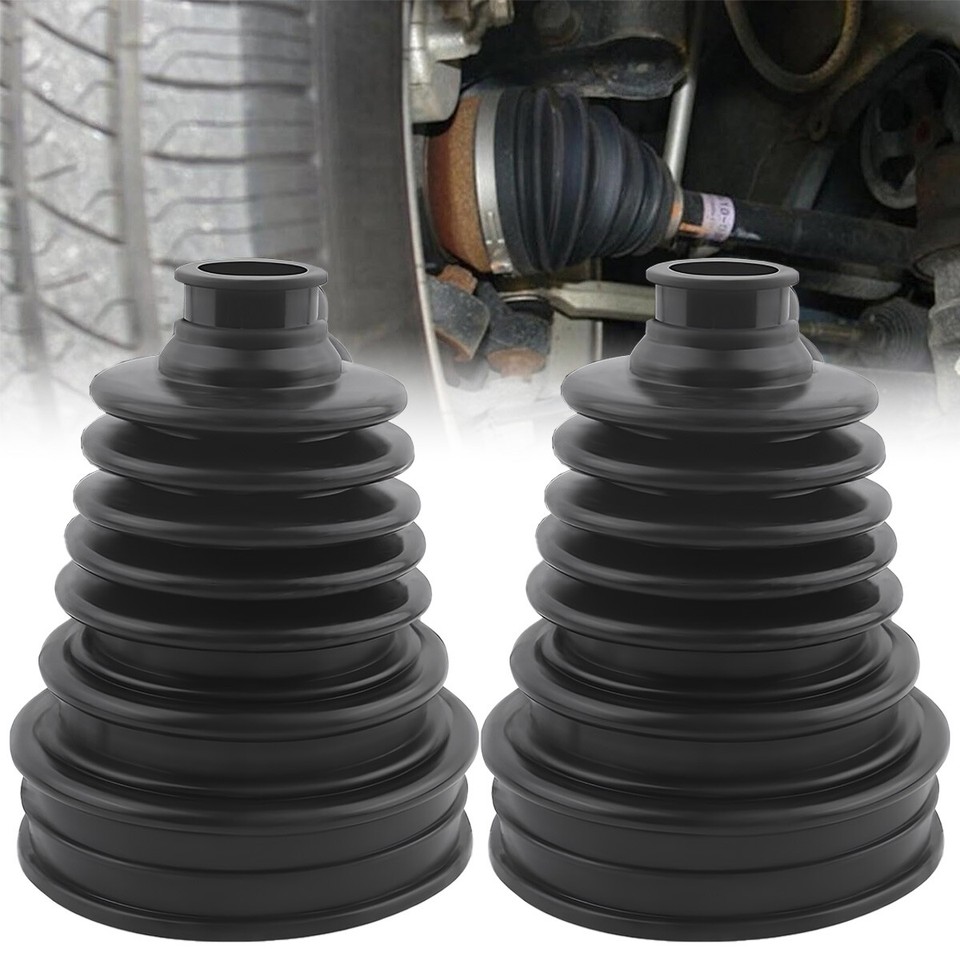 2 Pcs Universal Black Constant Velocity Dust Cover Drive Shaft CV Joint ...