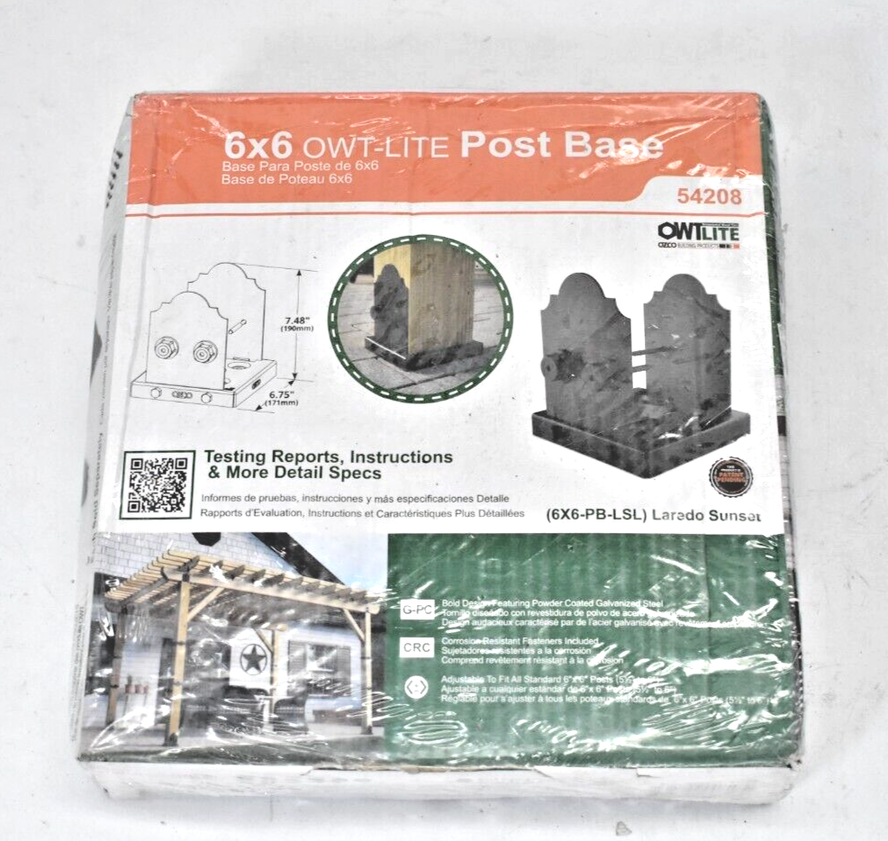 Ozco Laredo Sunset Lite 6" x 6" Post Base Galvanized Steel 54208 ...
