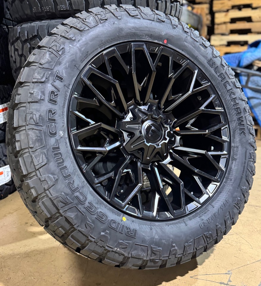 20x9 Fuel D865 Strike Black Wheels Rims 33" RT Tires 5x5 Jeep Wrangler ...