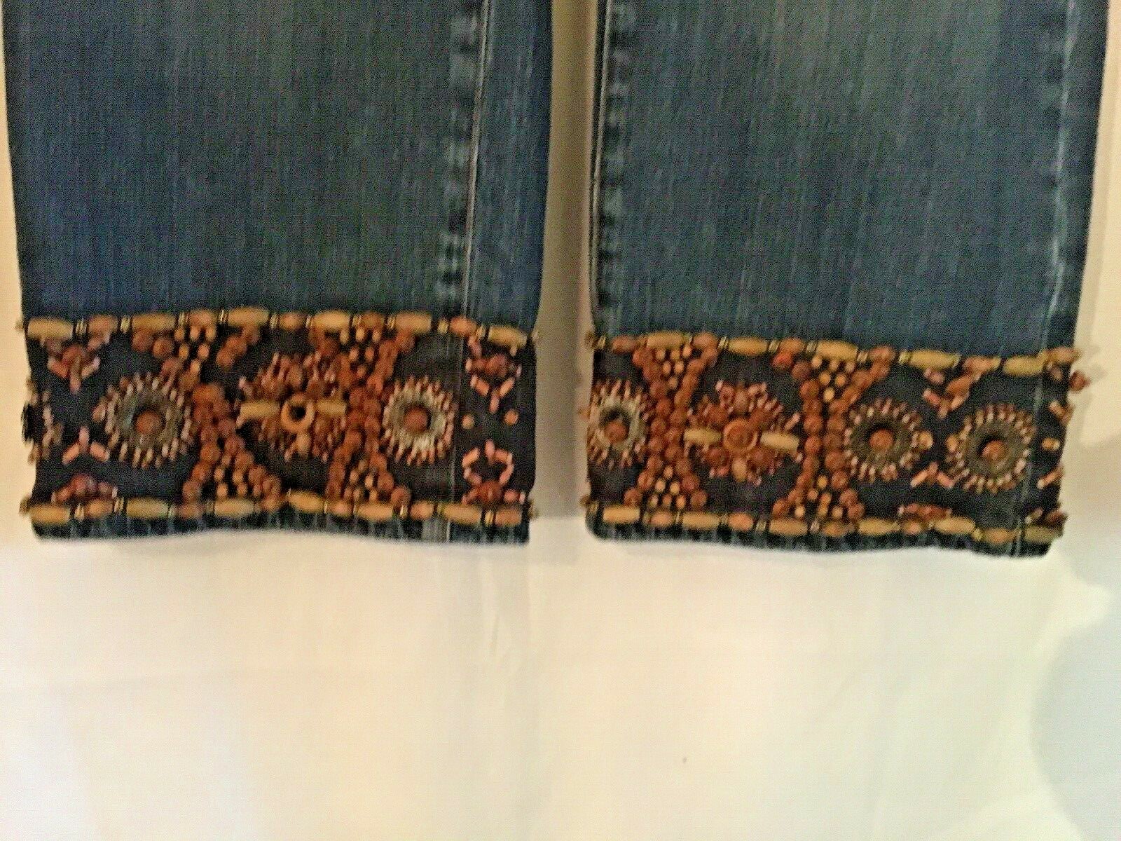 E by ECI Capri Jeans Size 6 ~ Beaded Embroided Cuffs and pockets | eBay
