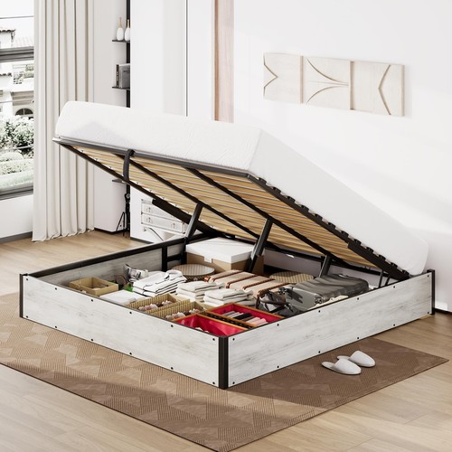 Full Size Lift Up Storage Platform Bed Frame, Metal Bed Frame with ...