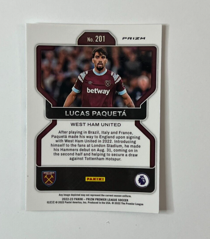 2022-23 Prizm Premier League EPL Lucas Paqueta Hyper Prizm #201 West ...