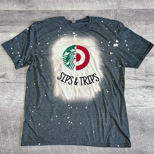 Sips & Trips Starbucks Target Basic Girl Graphic T Shirt Adult XL Dark ...