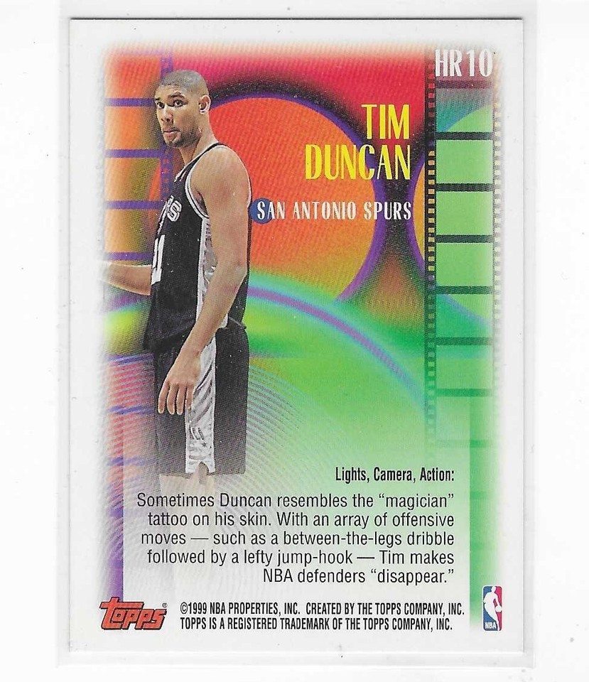 1999 Topps Basketball Tim Duncan Highlight Reels Foil-San Antonio Spurs ...