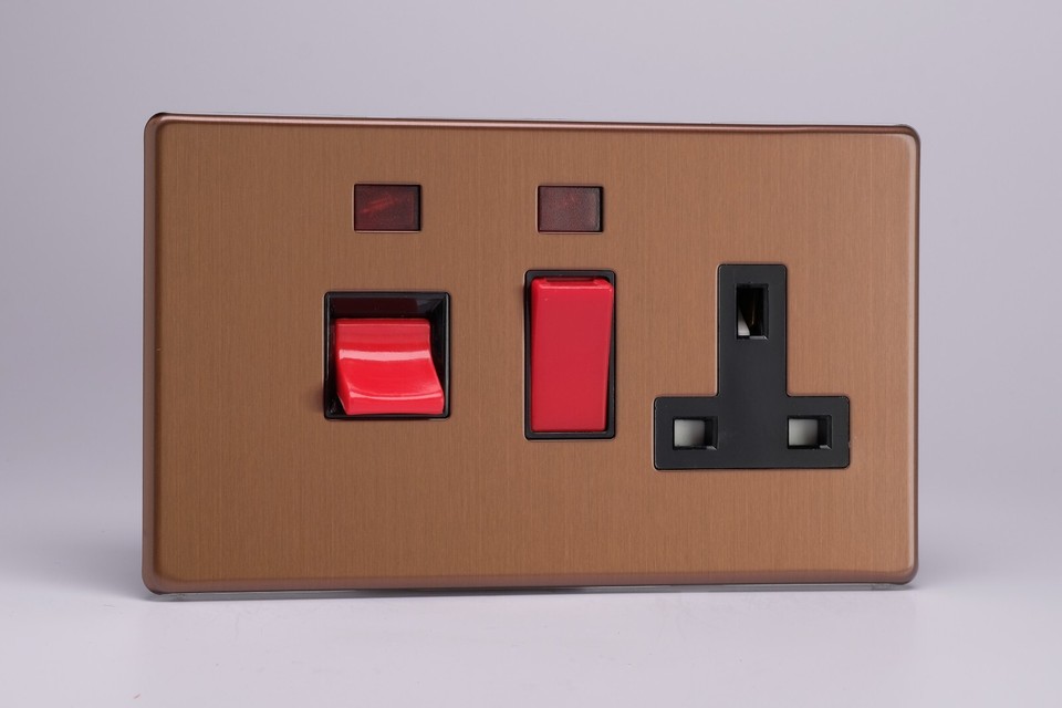 Varilight Screwless Brushed Bronze Light Switch Socket Dimmer Toggle ...