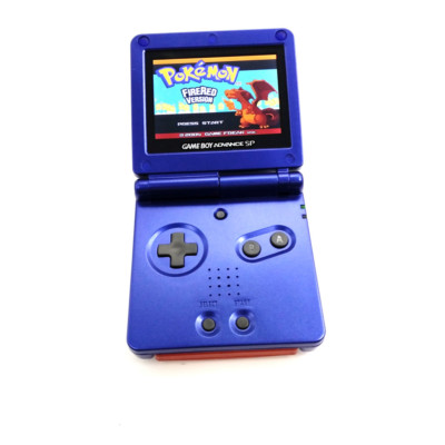Blue Game Boy Advance GBA SP Console w/ AGS 101 Brighter Backlit LCD ...