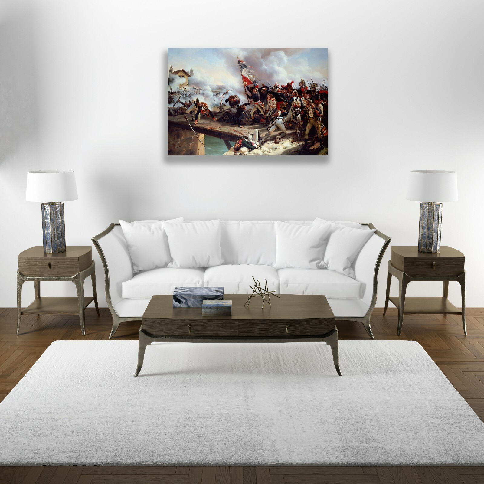 The Battle of Arcole Bridge - Horace Vernet Printed Canvas Picture War ...