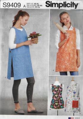 Misses Side-tab & Strapped APRONS Simplicity S9409 UNCUT Size XS to XL ...