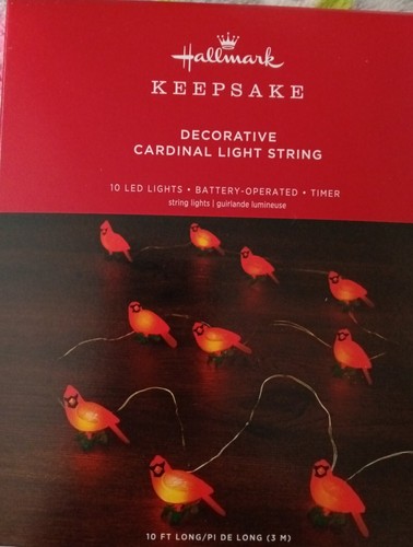 Hallmark Decorative Red CARDINAL 10 STRING LIGHTS -Battery Operated NEW ...