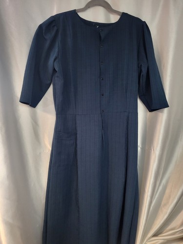 Handmade Amish / Mennonite plain Dress M/L Blue long Sleeves b-44 W-35 ...