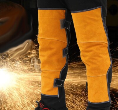 Heavy Duty Leather Fire Flame Retardant Protective Welding Leg Guard ...