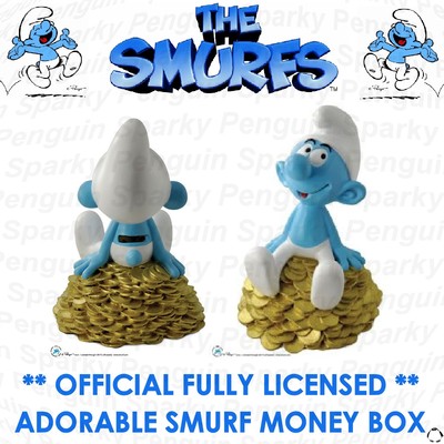THE SMURFS MONEY BOX - OFFICIAL COLLECTABLE NOVELTY SMURF MONEY BANK ...