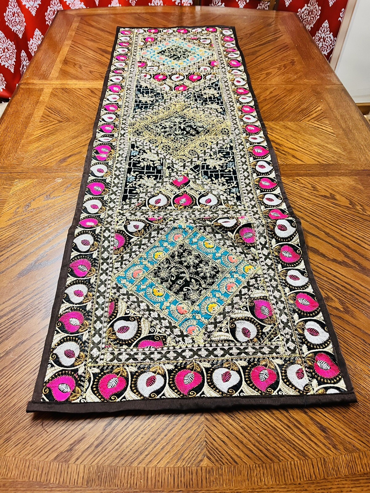 India Cotton Patchwork Dining Table Runner Embroidered Tapestry ...