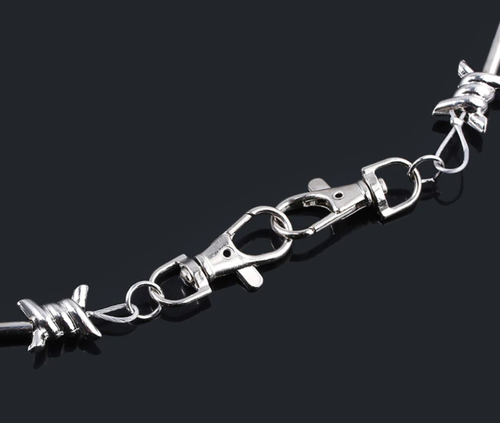 Punk Rock Emo Goth Silver Barbed Wire Chain Necklace or Pant Chain - 29 ...