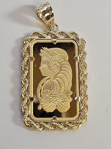 14k Yellow Gold Bullion Rope Pendant, 10gr Ingot , Approx 3.1g | eBay