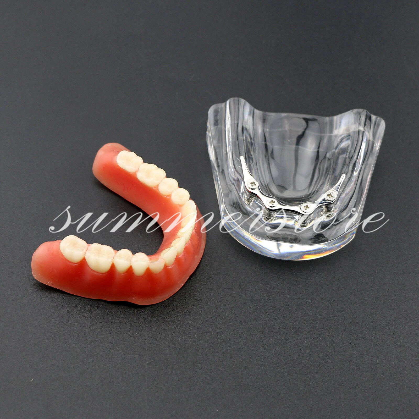 1 Pc #6008 Dental Overdenture Silver Bars 4 Screws Implants Demo Teeth ...