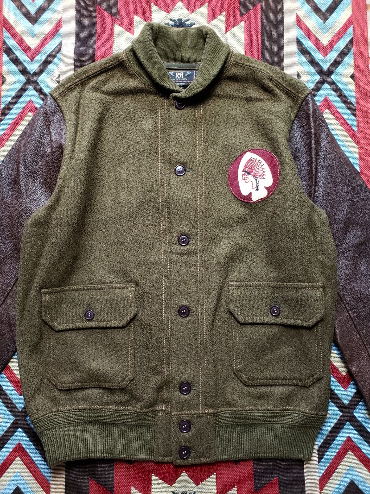 Double RL RRL Ralph Lauren Indian Head Wool Leather USAAF Type A1 ...