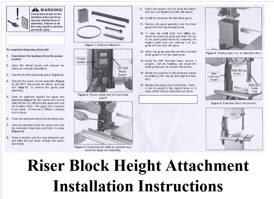 6'' Riser Block ONLY Height attachment Delta 14" Bandsaw Delta 894 | eBay