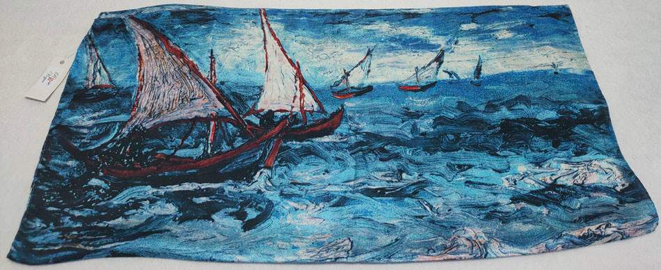 Limited Square Silk Scarf,Fishing Boat,Van Gogh's Painting,70cmx70cm ...