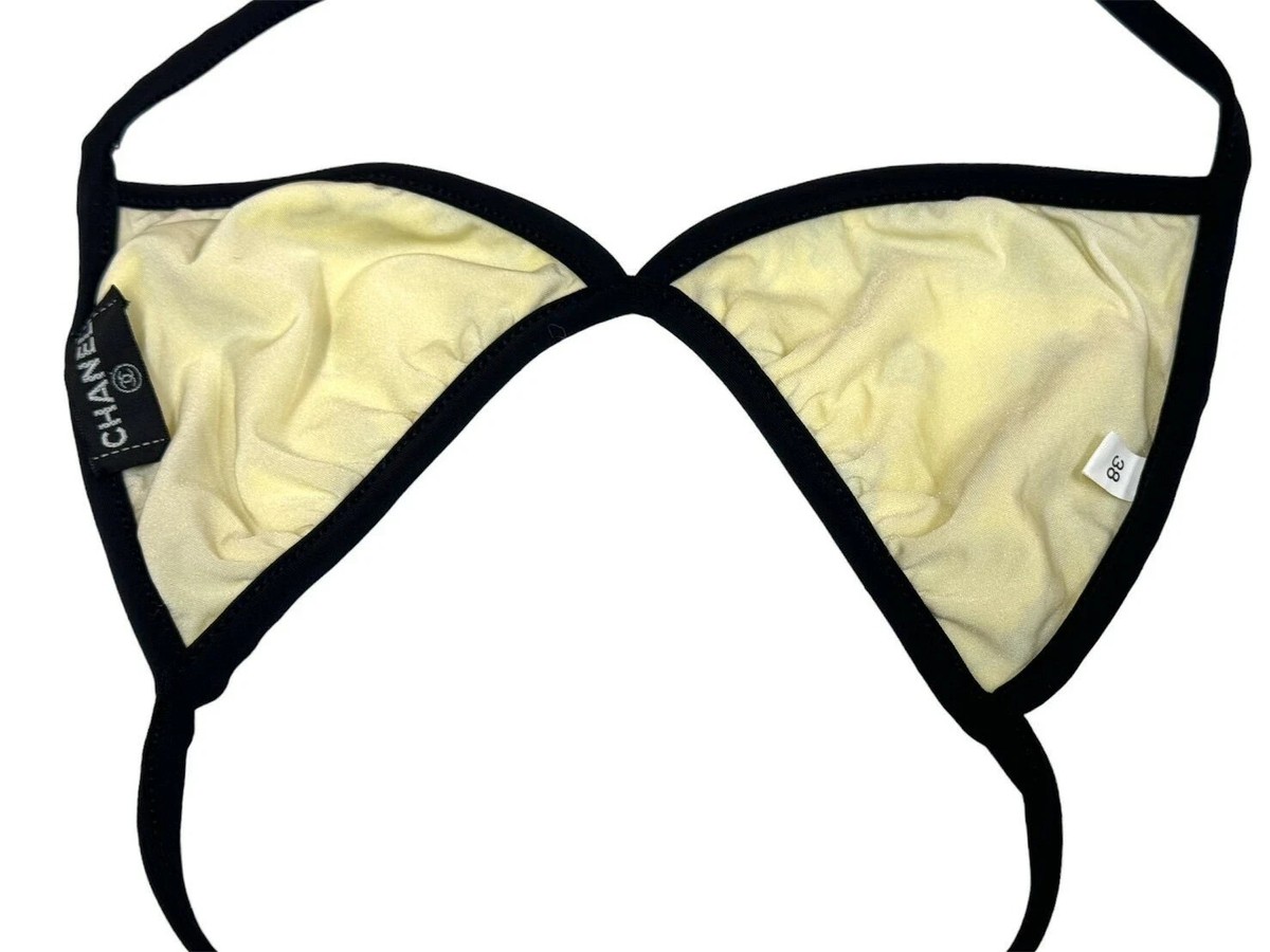 Authentic Chanel Vintage Bikini Swimsuit Yellow Black Size Authentic Chanel Vintage Bikini Swimsuit Yellow Black Size