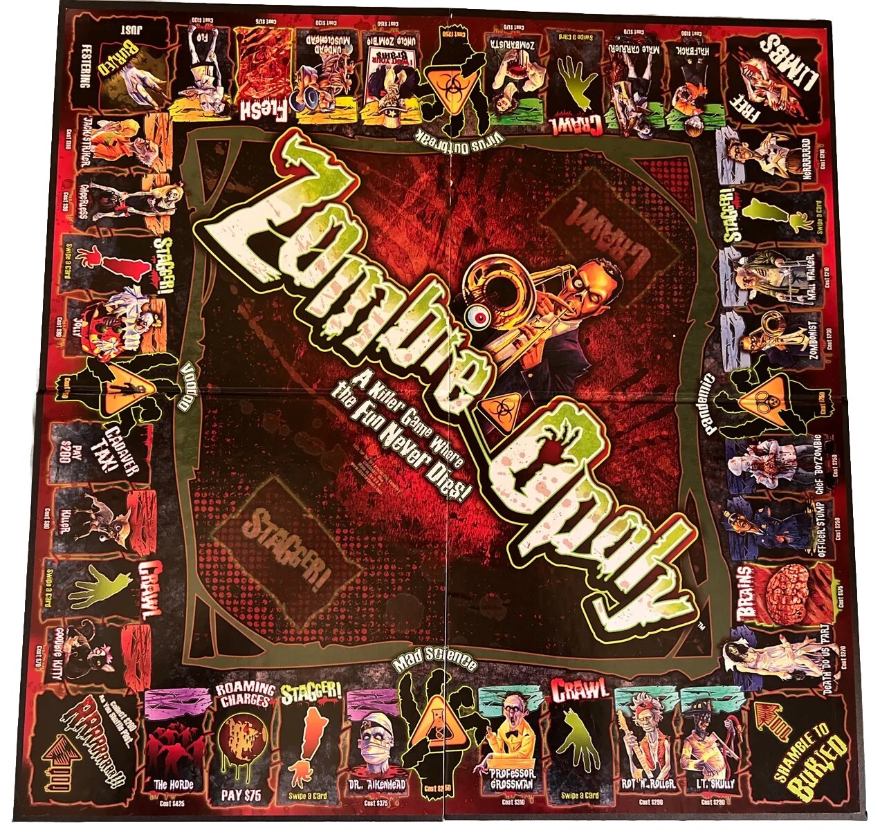 ZOMBIE-OPOLY Horror Board Killer Game Zombies Monopoly COMPLETE Fun ...