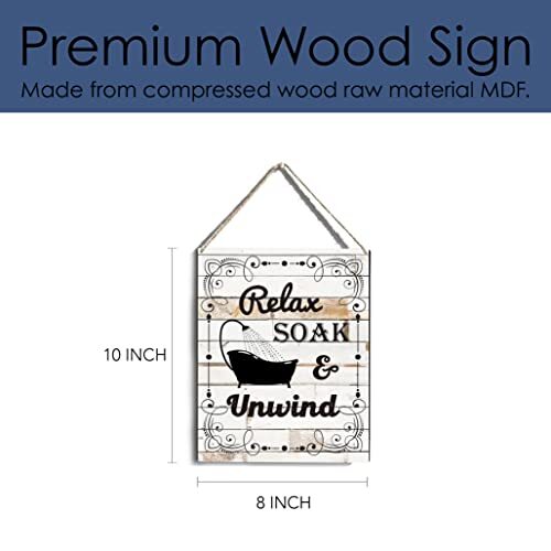 Bathroom Decor Farmhouse Bathroom Wall Decor Relax Soak Unwind Wooden ...