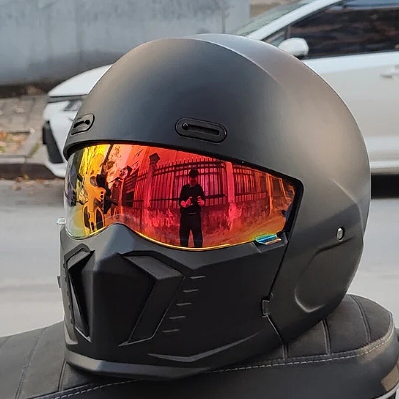 Retro Motorcycle Helmet Combination Full Face Men Women Racing ...