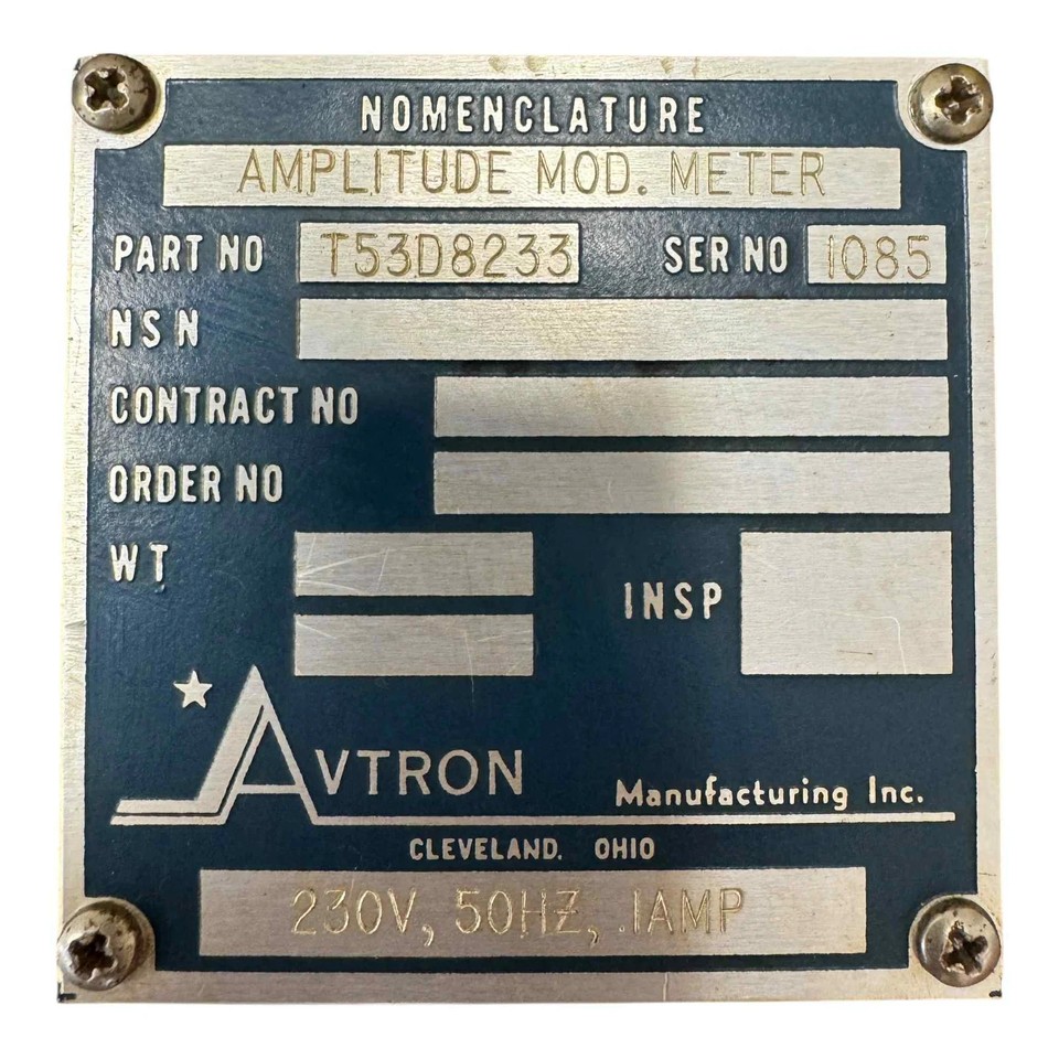 T53D8233 Avtron Amplitude Modulation Meter 230Vac | eBay