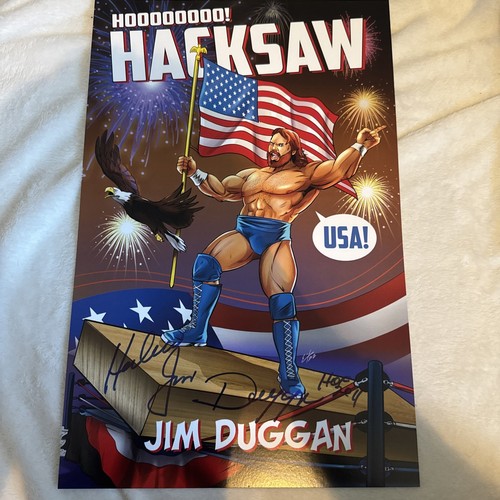 Hacksaw Jim Duggan 11x17 Artwork Autographed Pro Wrestling Hand Signed ...