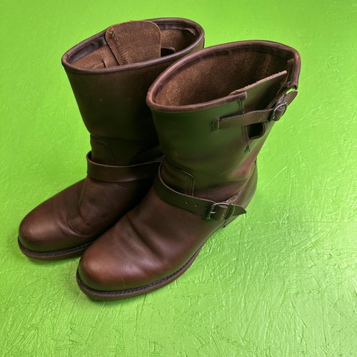 Frye Engineer Boots Mens Size 10.5D Brown Leather Made In USA Motorcycle Work | eBay