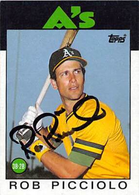 Rob Picciolo autographed baseball card (Oakland Athletics) 1986 Topps ...