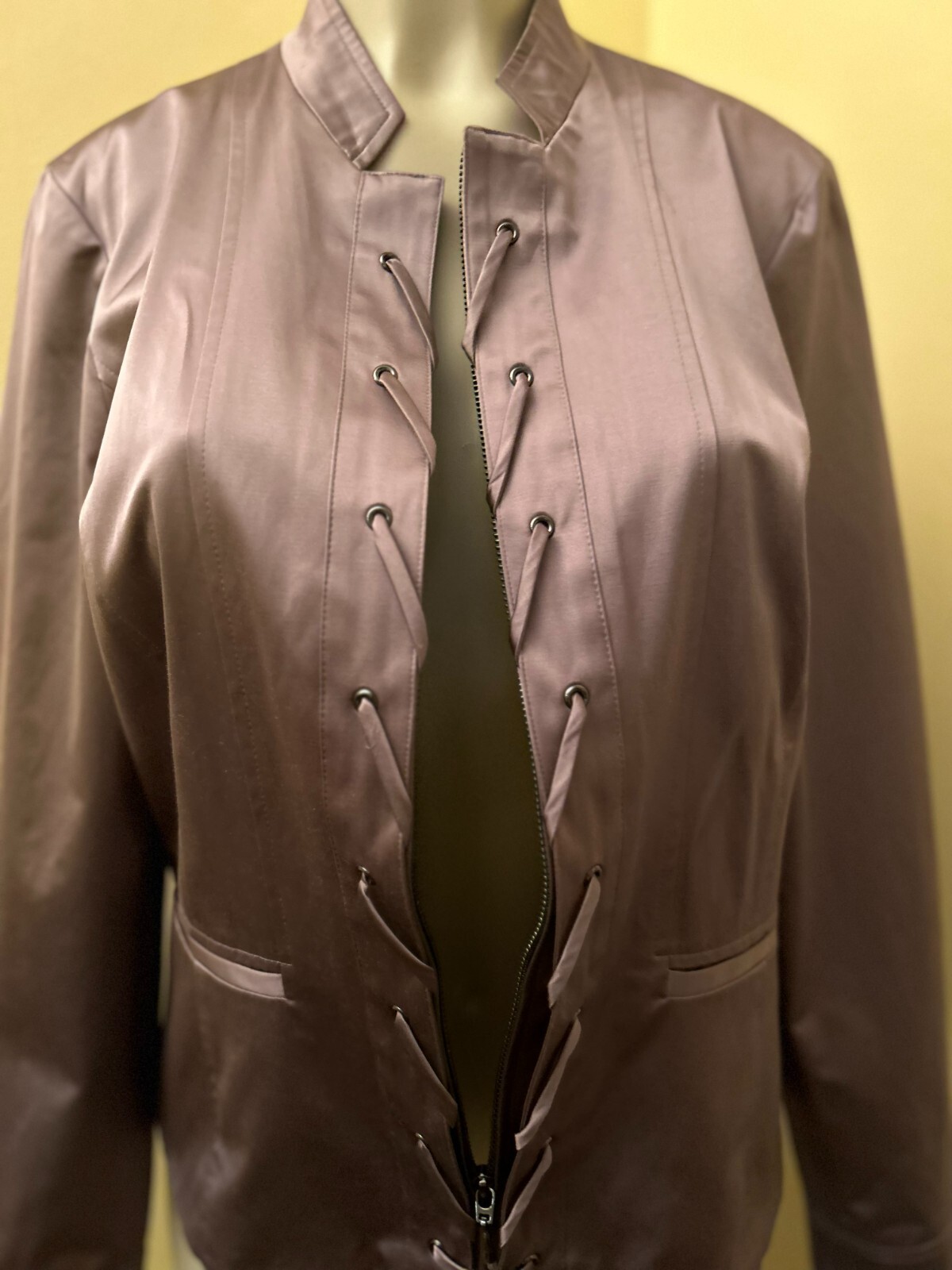 Etcetera Metallic Color Naru Style Collar w/Tie Zip Closure Womens ...