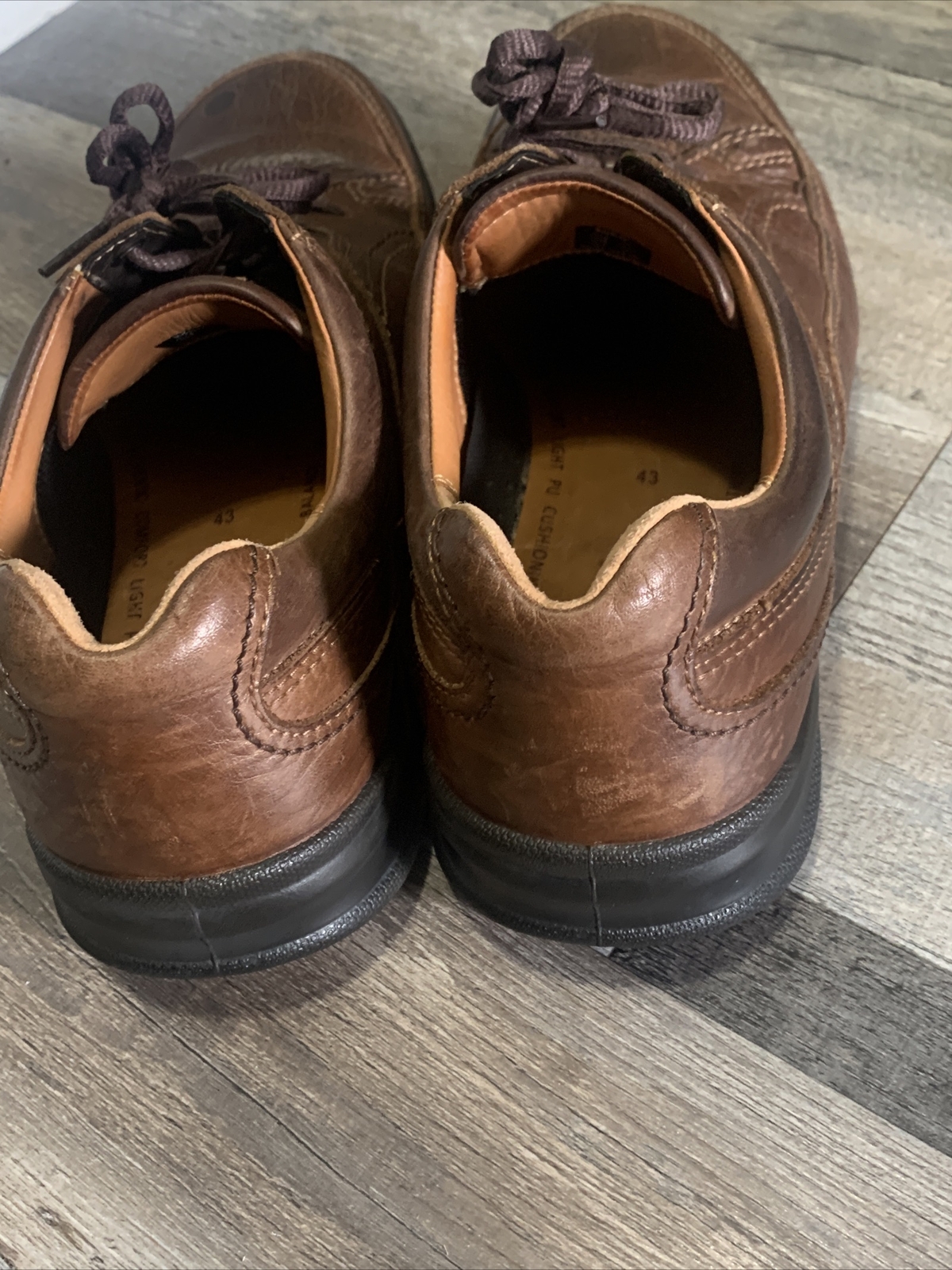 Ecco Light Shock Point Brown Leather Shoes Mens Size … - Gem