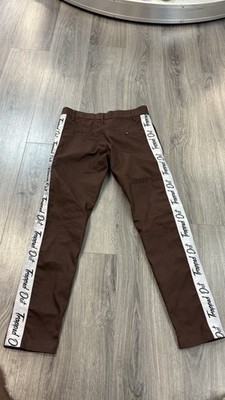 TRAPPED OUT Stripped Trim Logo Brown Work Pants / Trousers - Size Small ...